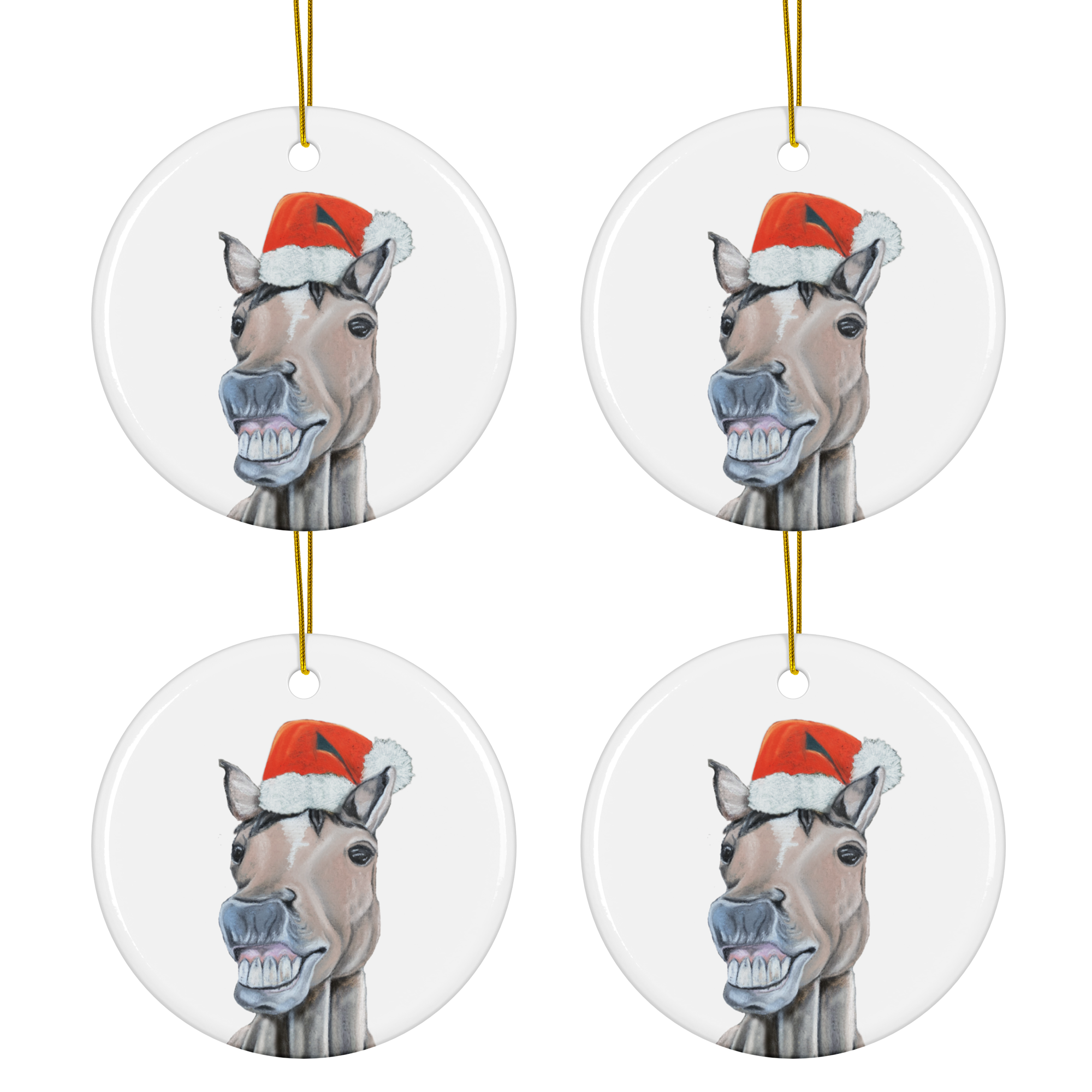 Smiling Horse Ornaments for Christmas Tree – Pack of 4 – trish MICHAEL