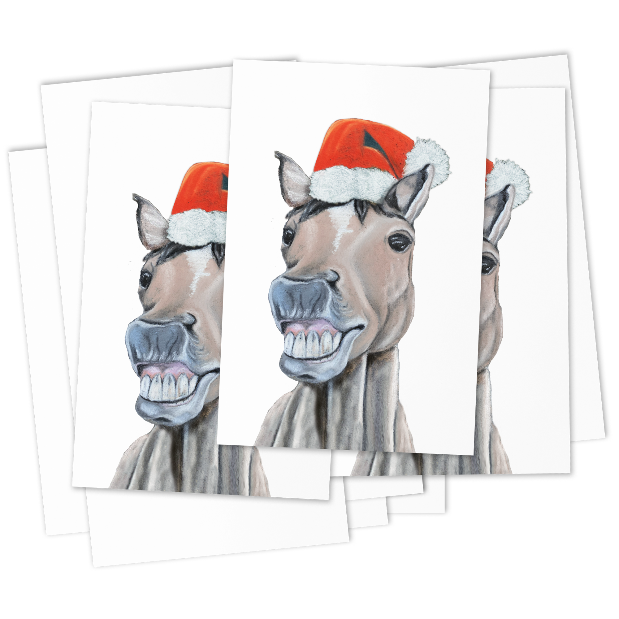 Adorable Smiling Horse in Santa Hat Greeting Cards – Set of 10 – trish ...